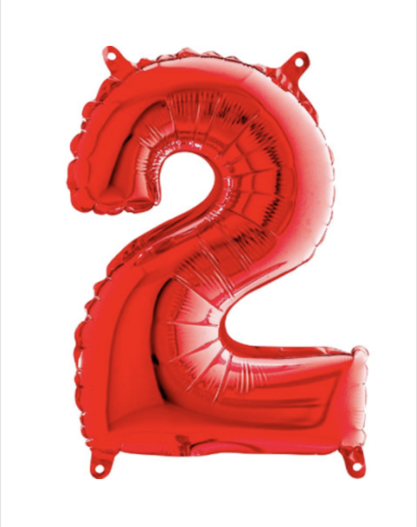 www.cv-luftballons.de - Folienballon - Zahl 2: Rot - ø 102cm