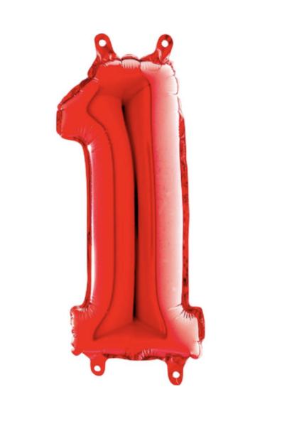 www.cv-luftballons.de - Folienballon - Zahl 1: Rot - ø 102cm
