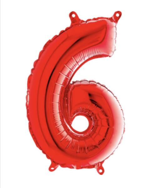www.cv-luftballons.de - Folienballon - Zahl 6: Rot - ø 102cm